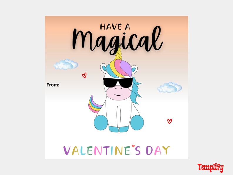 Printable Unicorn Classroom Valentine's Day Cards, Printable Unicorn ...