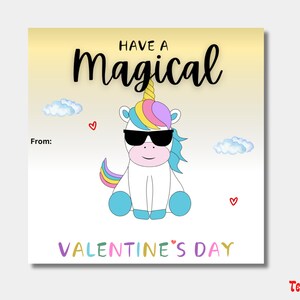 Printable Unicorn Classroom Valentine's Day Cards, Printable Unicorn ...