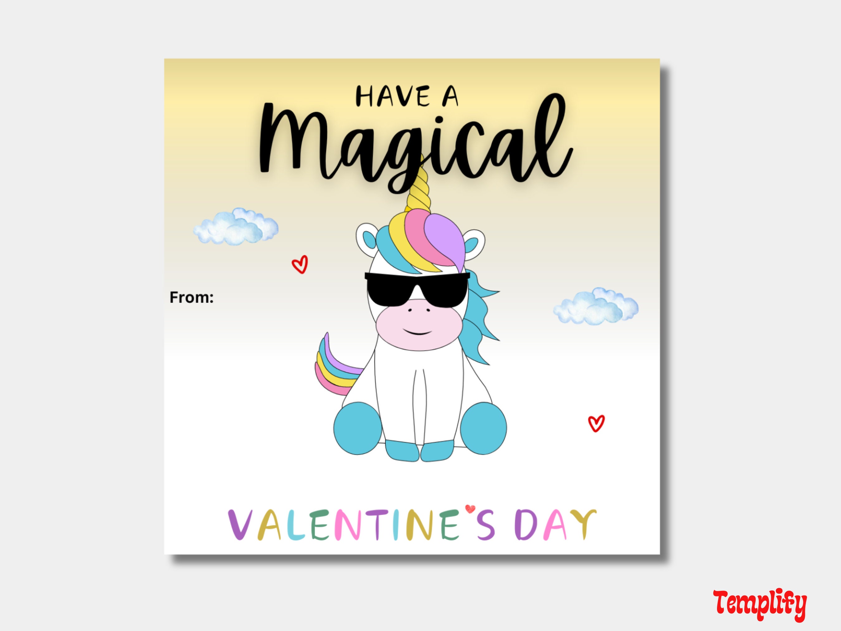 Printable Unicorn Classroom Valentine's Day Cards, Printable Unicorn ...
