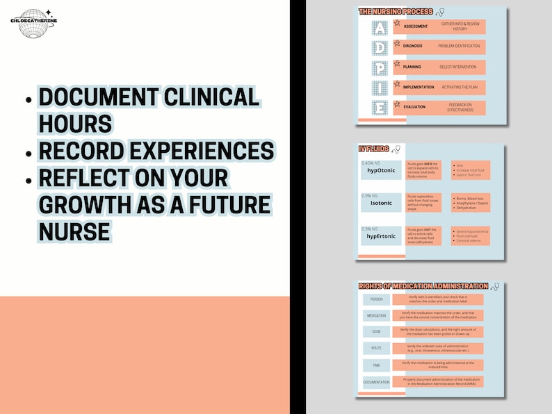 Nursing Student Clinical Rotation Log, Clinical Hours Tracker, Future ...