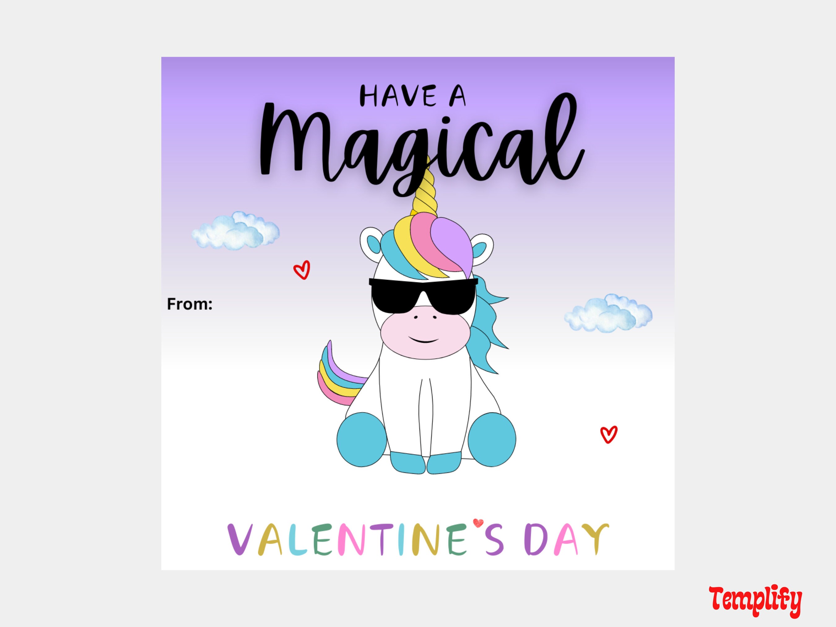 Printable Unicorn Classroom Valentine's Day Cards, Printable Unicorn ...