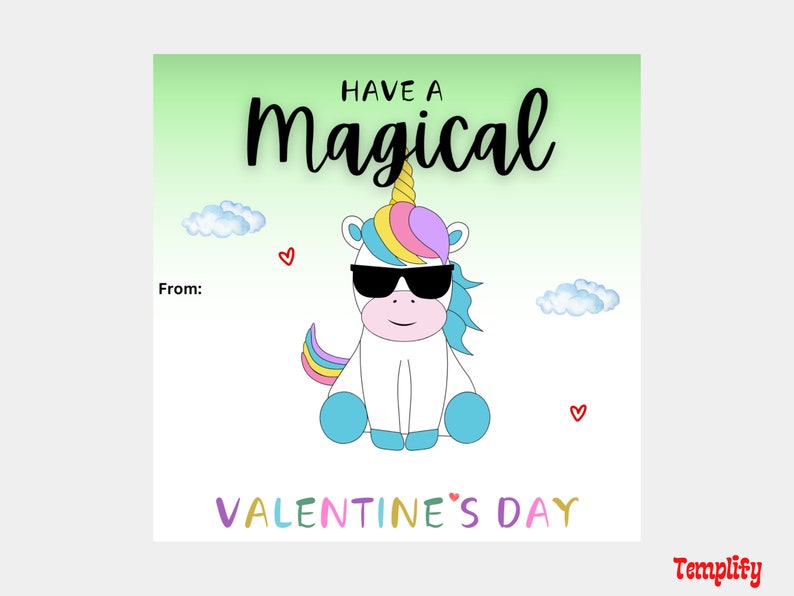 Printable Unicorn Classroom Valentine's Day Cards, Printable Unicorn ...