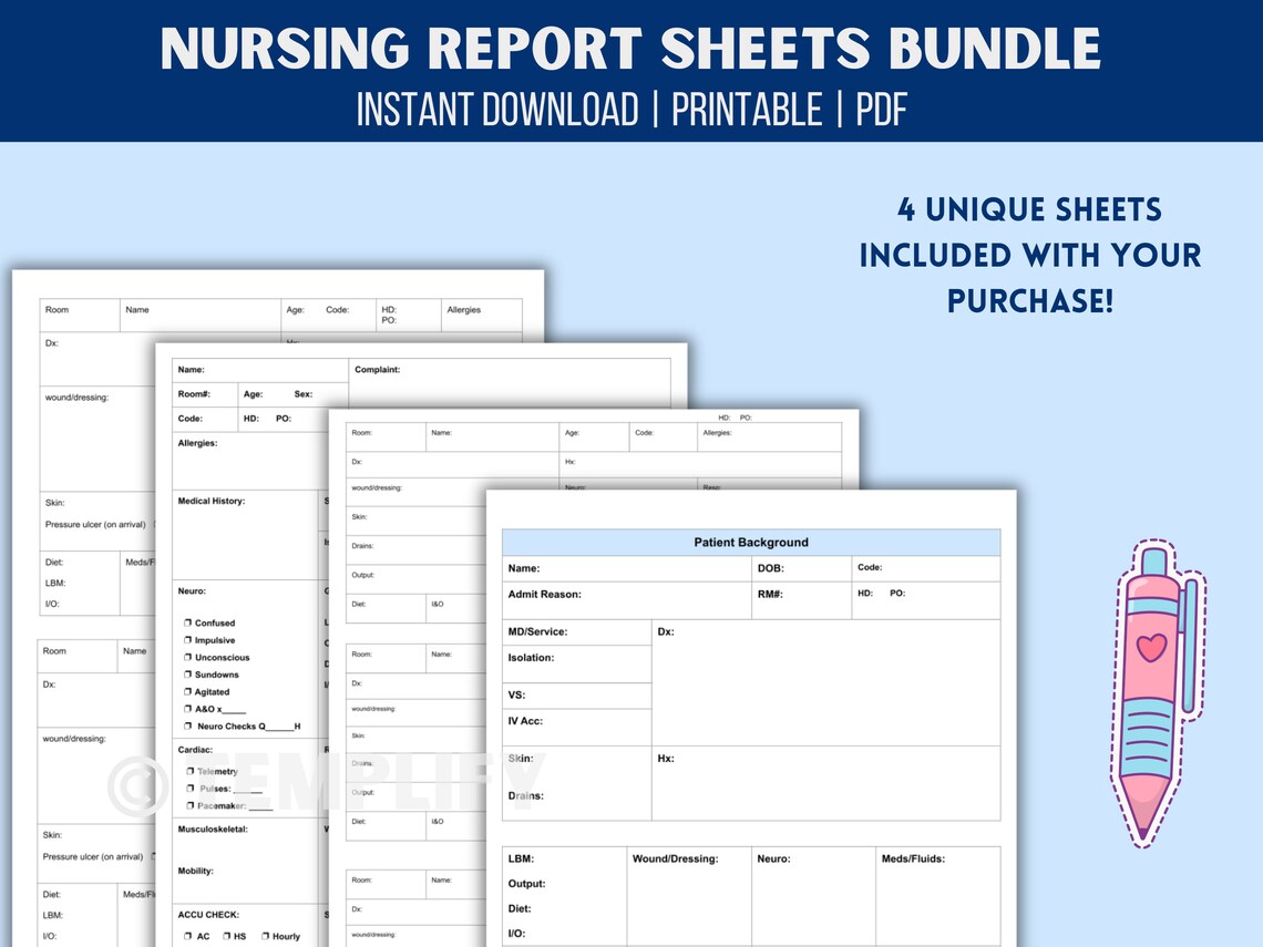 Nursing Report Sheet Template - Shift Handover Organizer, Nurse ...