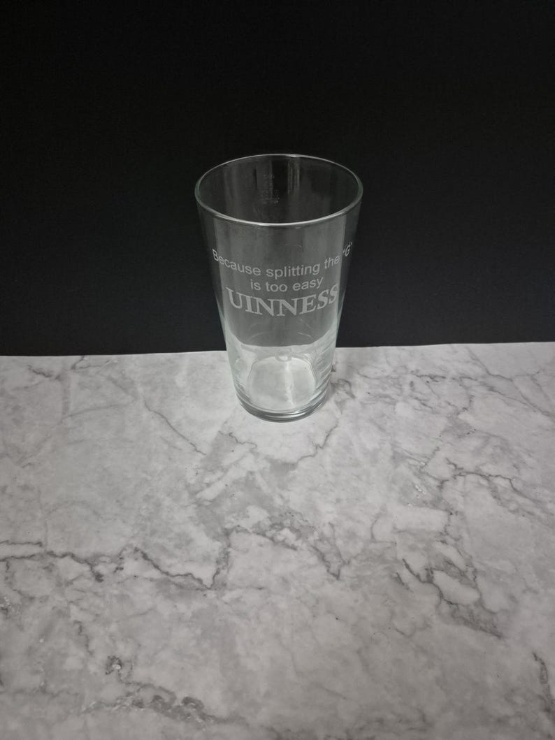 Laser Engraved Guinness-inspired Pint Glass, Featuring the Unique ...