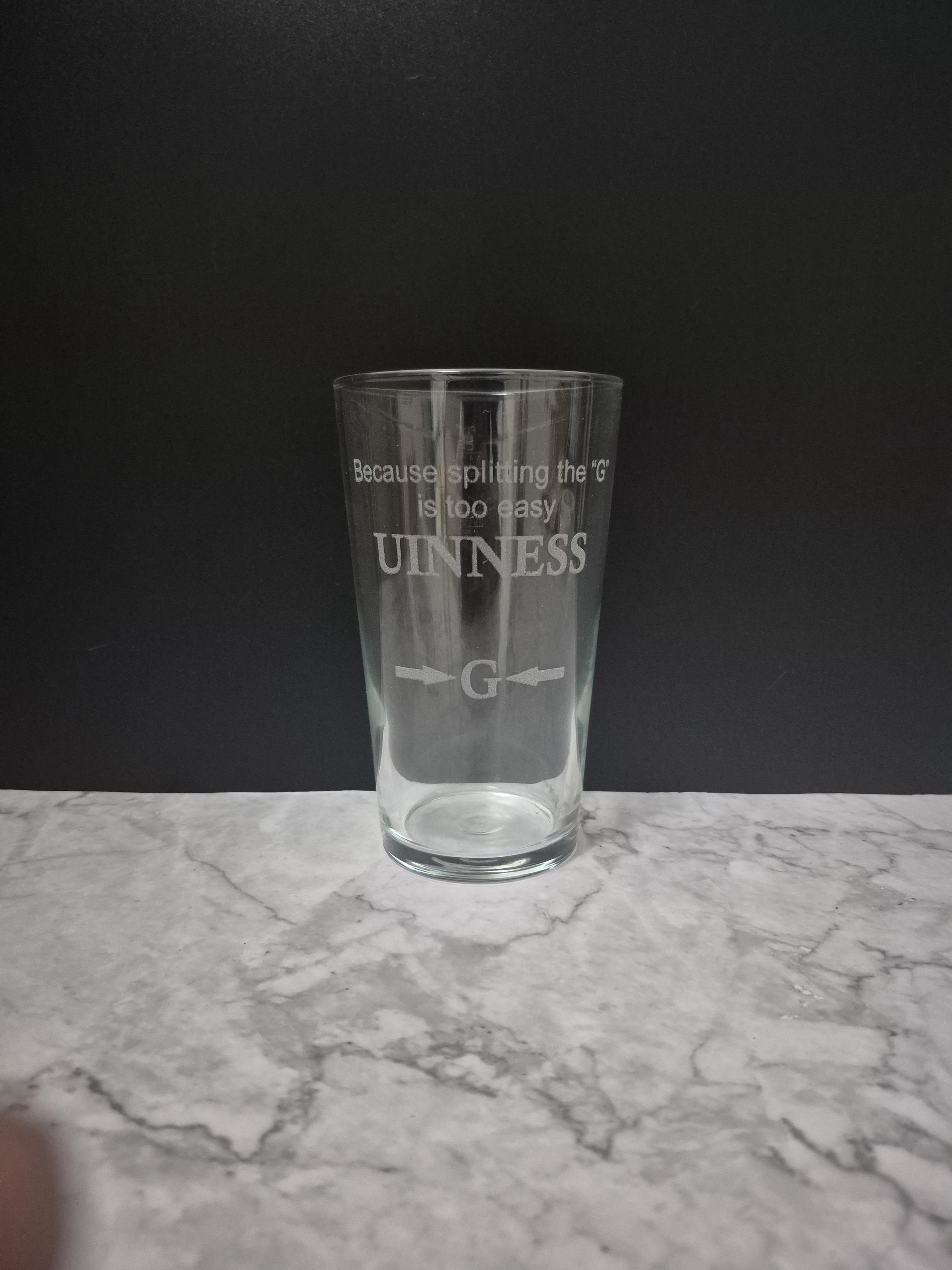 Laser Engraved Guinness-inspired Pint Glass, Featuring the Unique ...