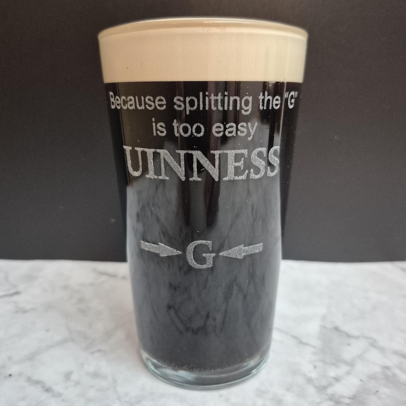 Laser Engraved Guinness-inspired Pint Glass, Featuring the Unique ...