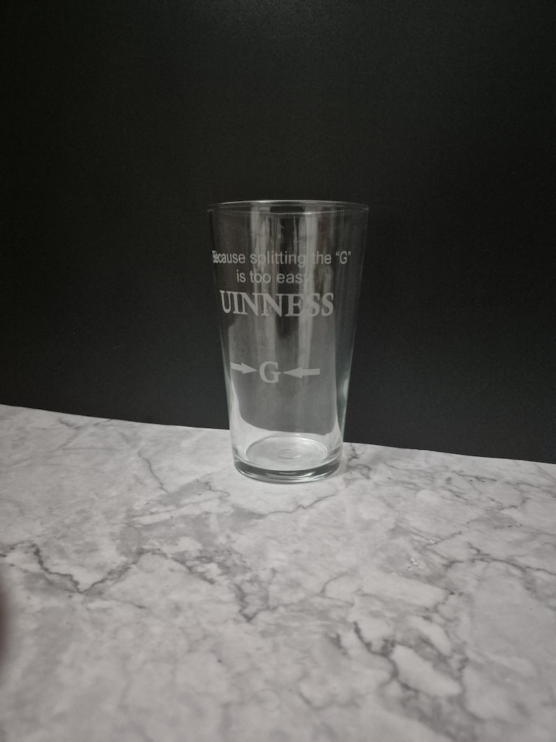 Laser Engraved Guinness-inspired Pint Glass, Featuring the Unique ...
