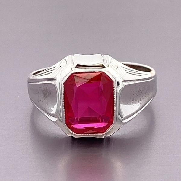 Emerald Cut Ruby Ring - Etsy