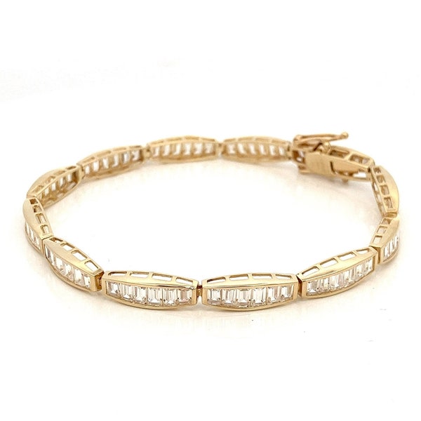 14k Channel Set Tennis Bracelet - Etsy