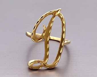 Large Script Initial Ring - Etsy