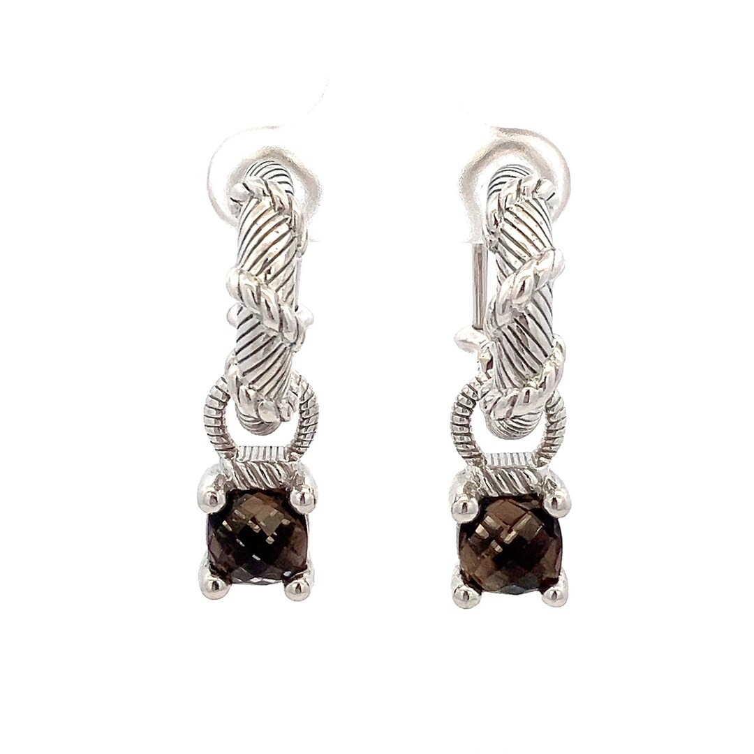 Judith Ripka Earrings ~ Half Hoop and Smoky Quartz Drop/ Dangle ...
