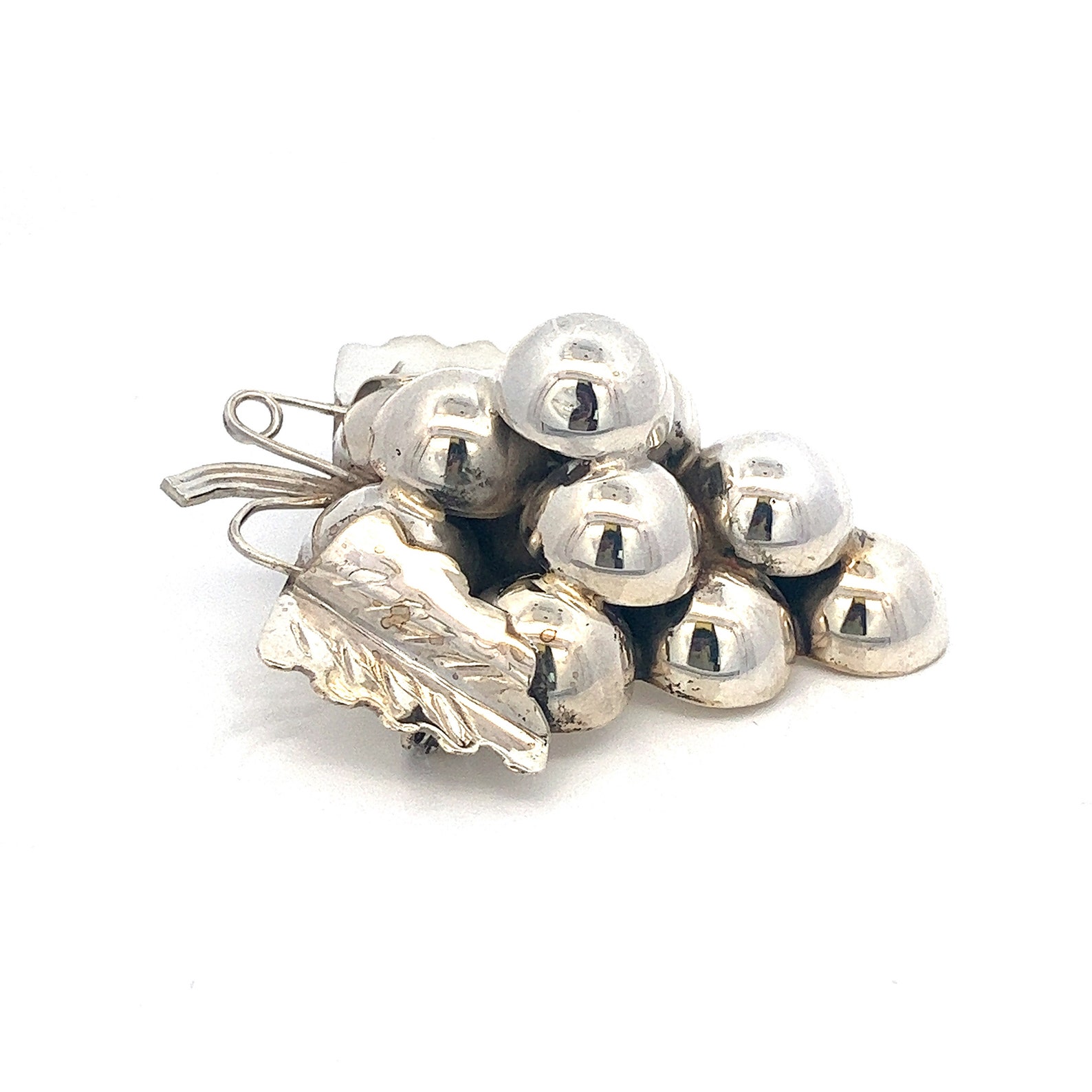 Large Grape Cluster Sterling Silver Handmade Pin Brooch Vintage Marked ...