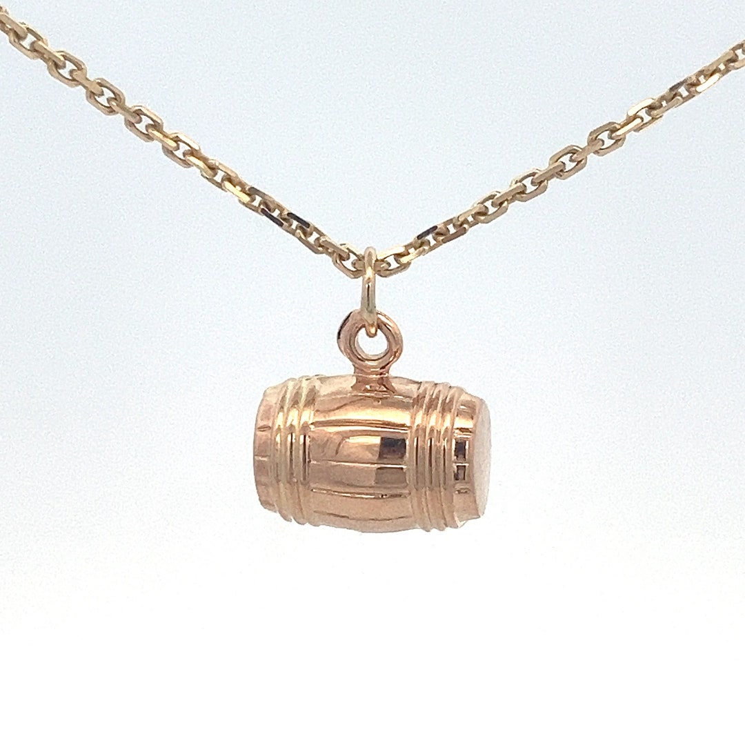 Vintage 14k Yellow Gold Barrel Charm or Pendant Whiskey, Bourbon Barrel ...