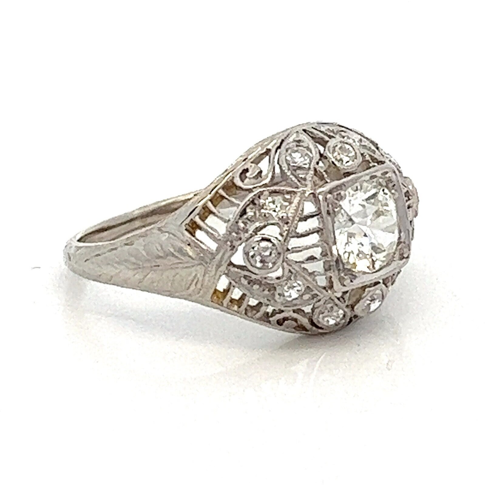 Antique Edwardian Platinum Round Old European Cut Diamond - Etsy