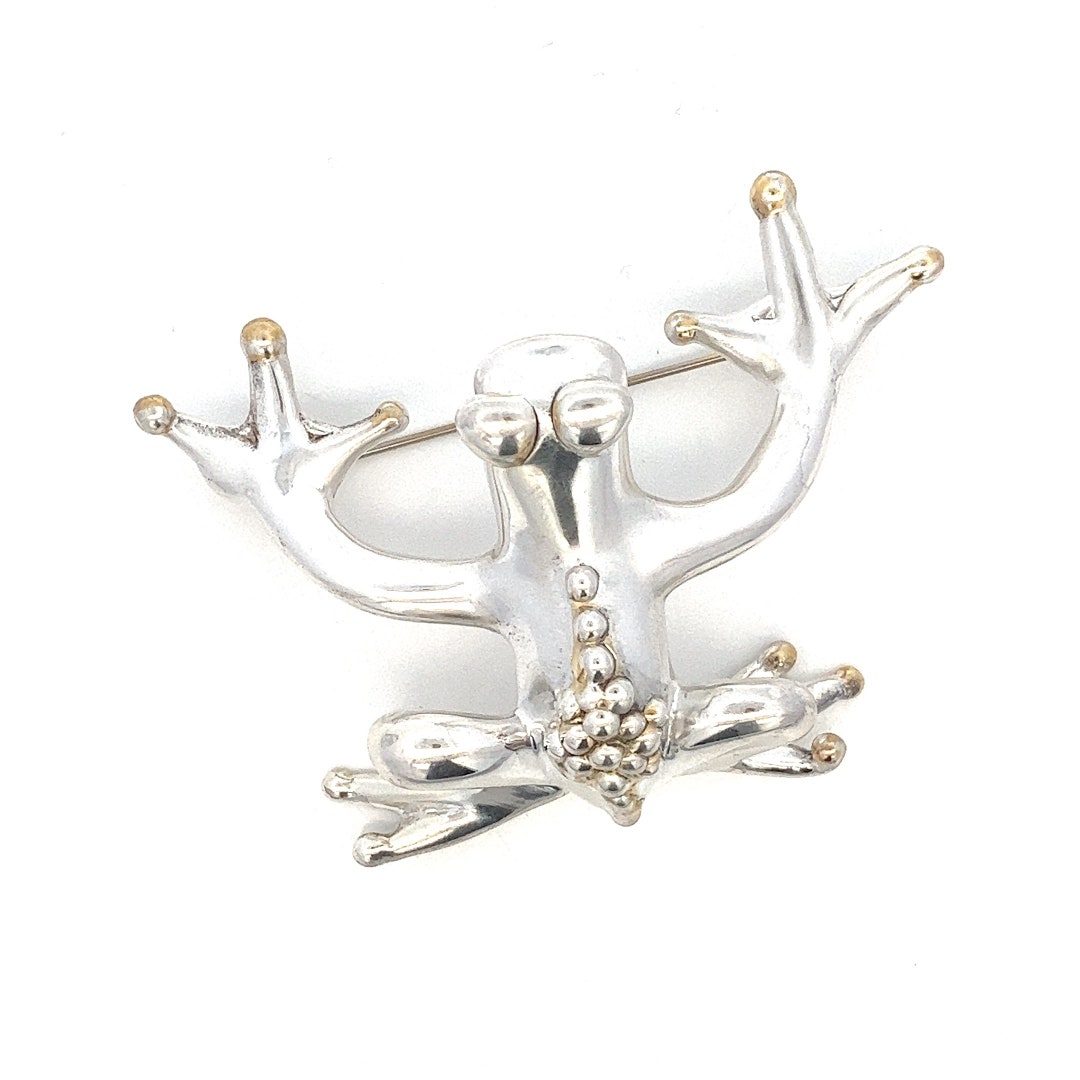 Vintage Joe Eustace Zuni Poison 925 Sterling Tree Frog Brooch Pin ...