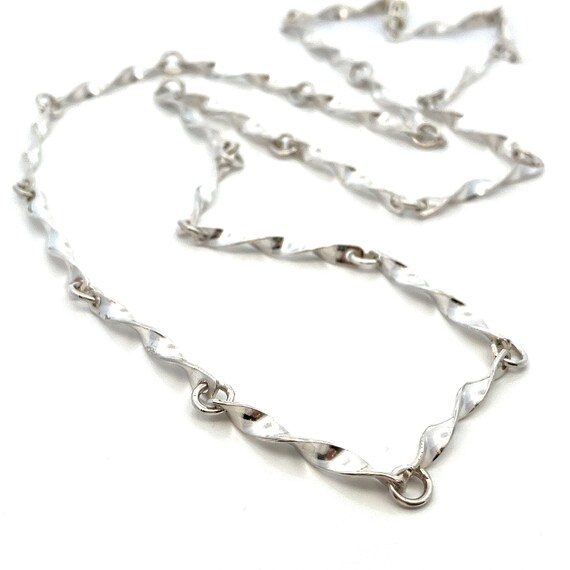 Handmade Twisted Bar Link Sterling Silver Chain - 24"… - Gem