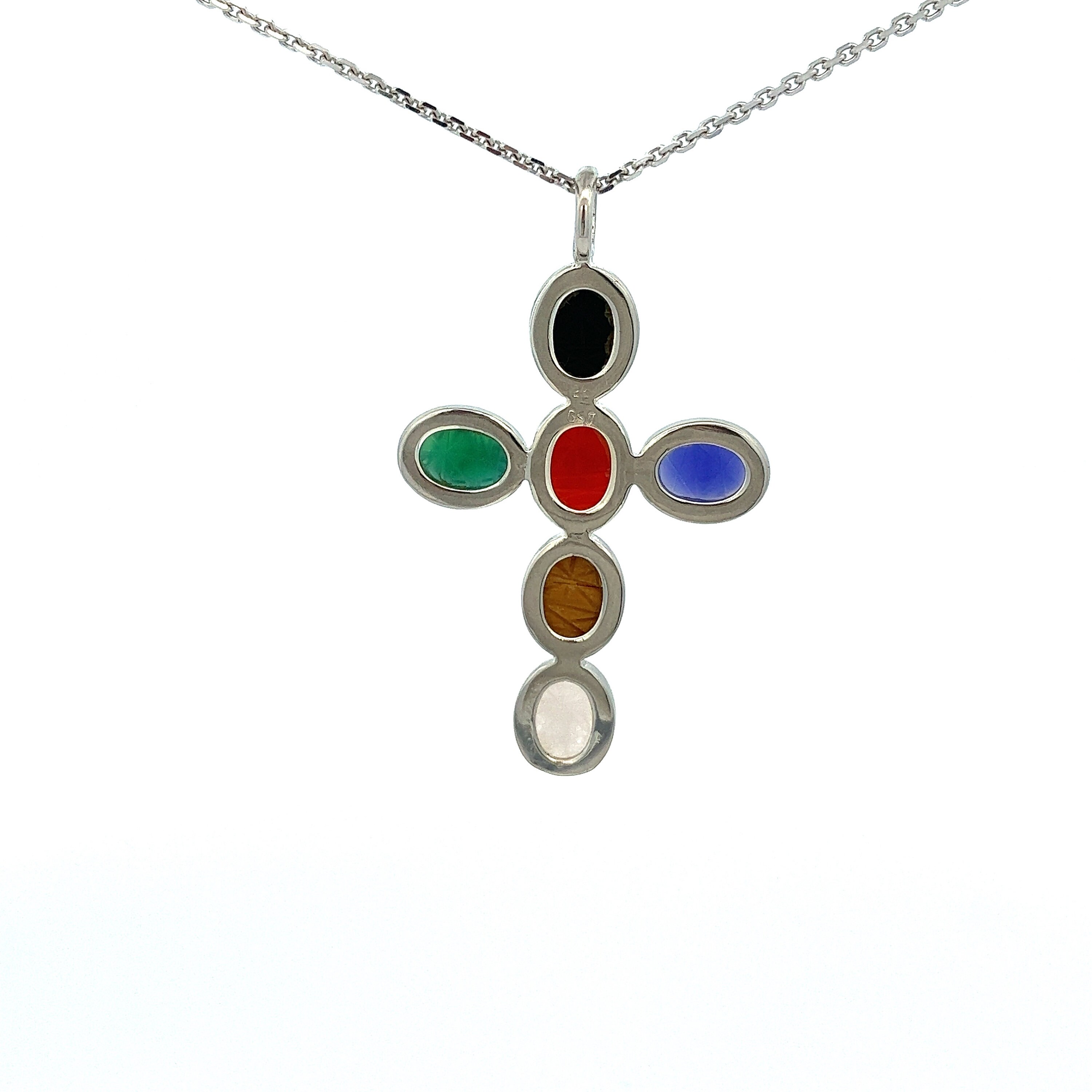 Vintage Sterling Silver Scarab Cross Pendant Multi Stones - Etsy