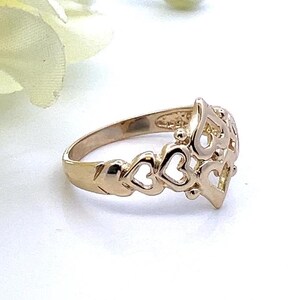 Double Heart Ring - 14k Yellow Ring With Open Hearts - Size 6 ~ ET3337 ...
