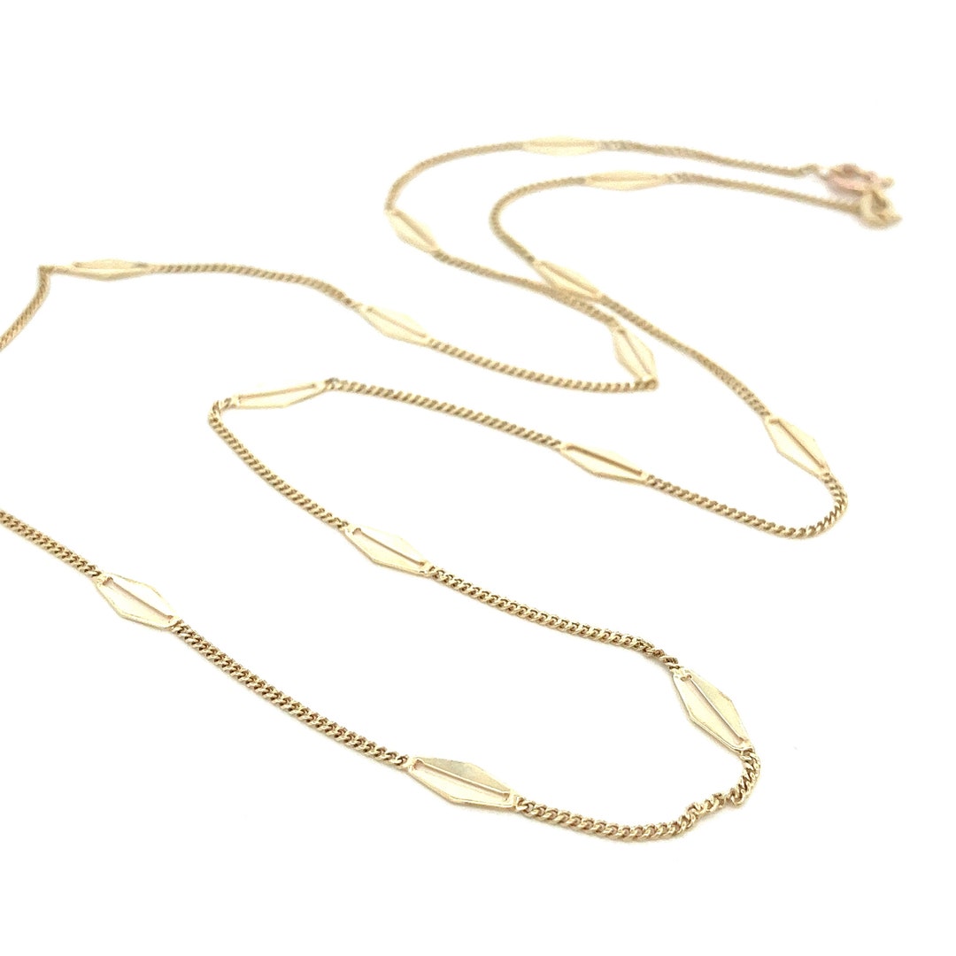 Vintage 14k Yellow Gold Station Chain Kite/diamond Shape 1mm Wide Chain ...