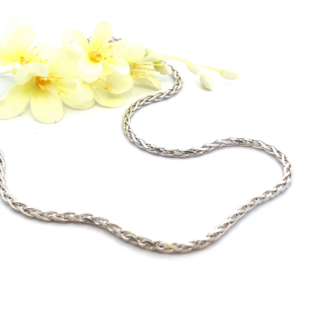 Thick Sterling Silver Square Wheat Chain 18 Length, 2mm Wide Made in ...