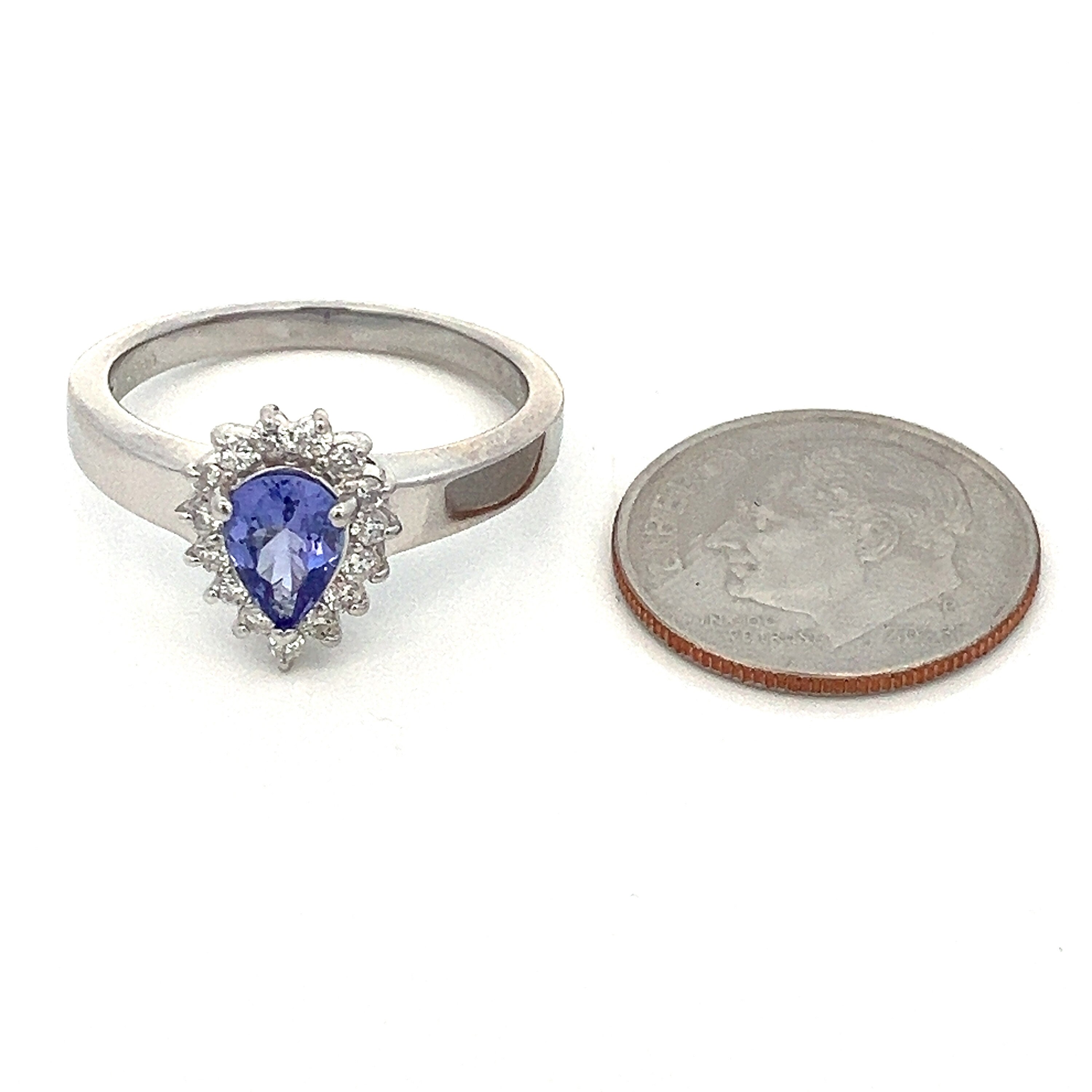 Platinum Tanzanite Diamond Halo Ring Alternative Engagement Ring Size 7.25 ET2645 Etsy
