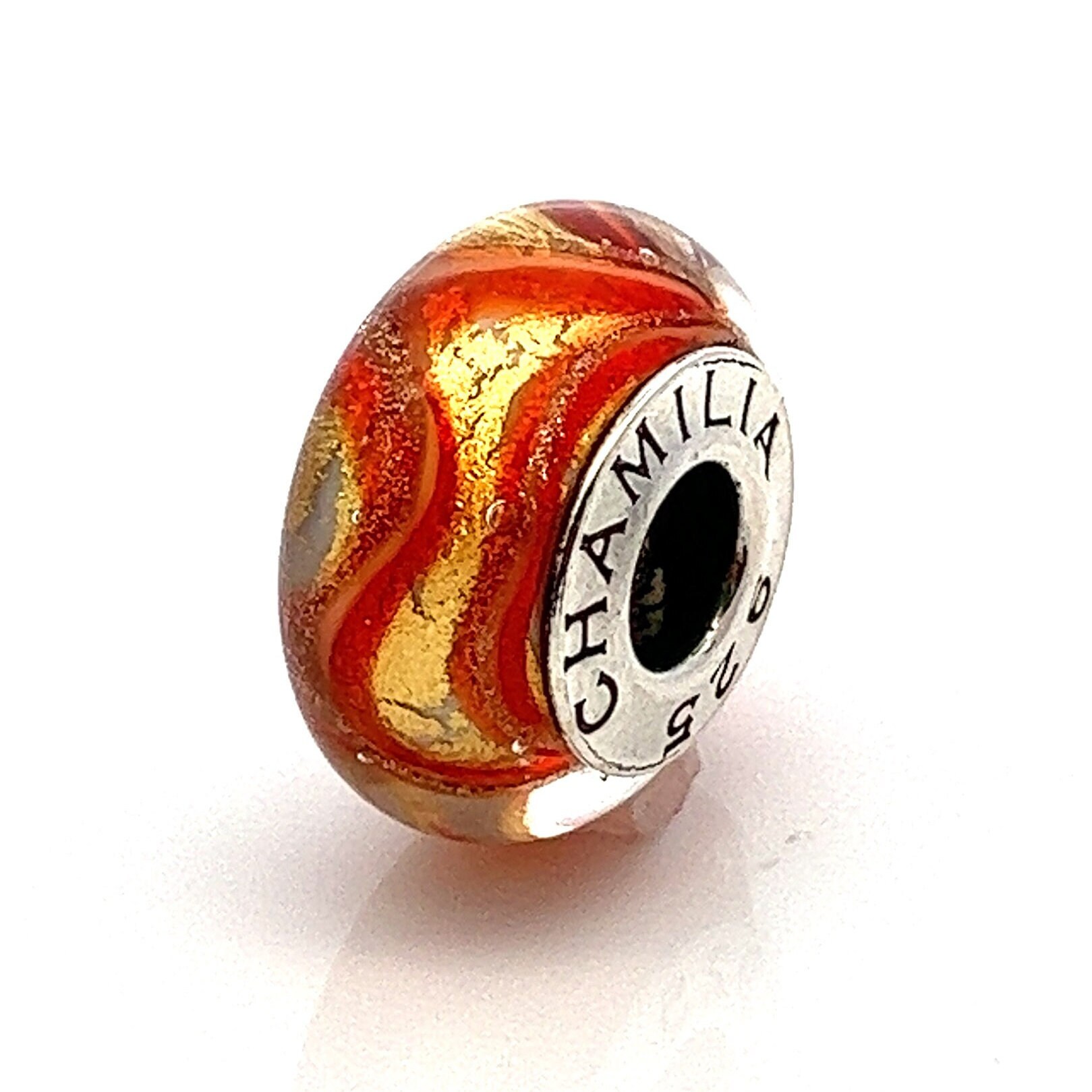 Authentic CHAMILIA Sun Kissed Dream Orange and Gold Glass Bead Charm 925 Sterling Silver Murano Glass European Bead Charm 1PC ET738 Etsy UK