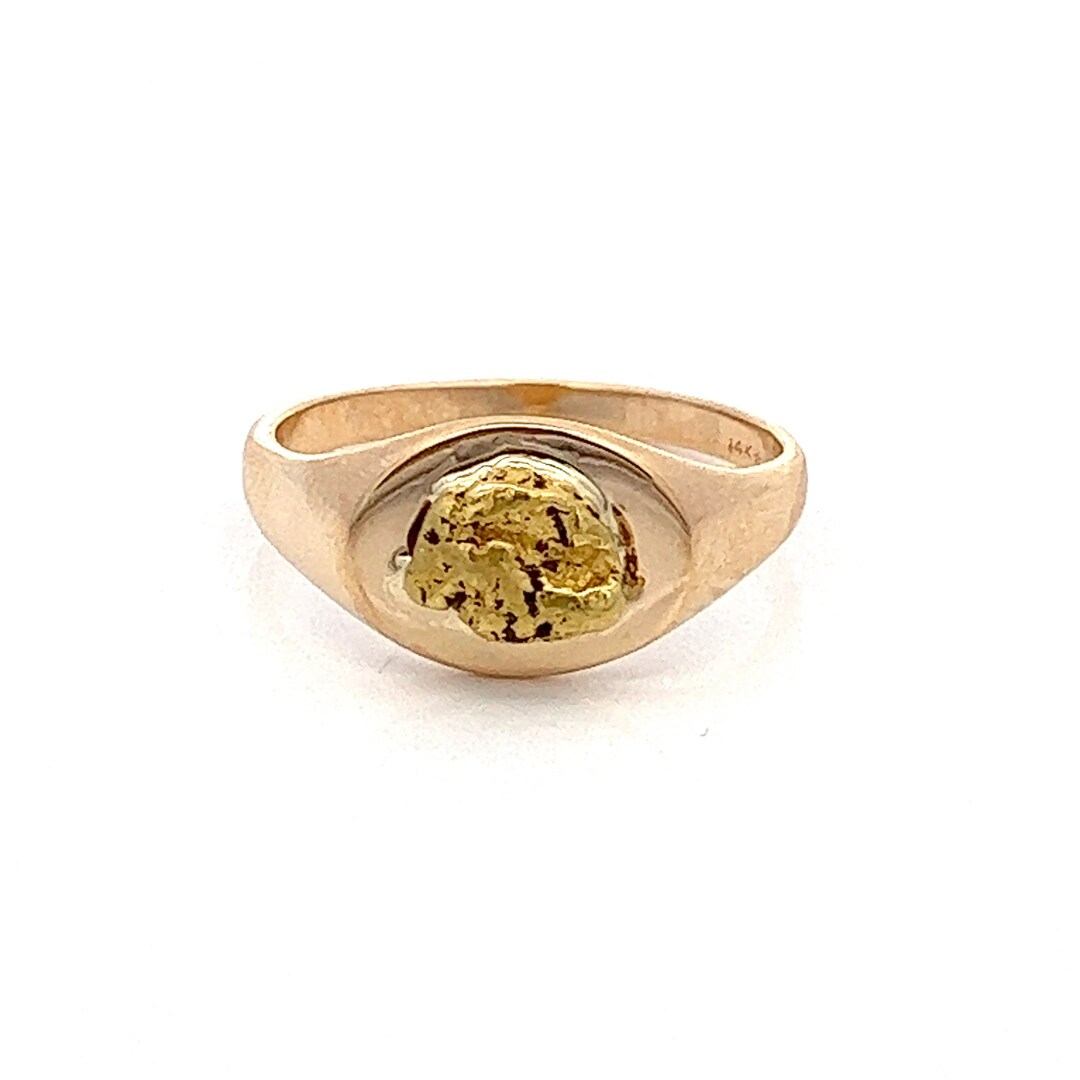 Vintage 14k Yellow Gold With 24k Gold Nugget Ring ~ Solid 24k Gold ...