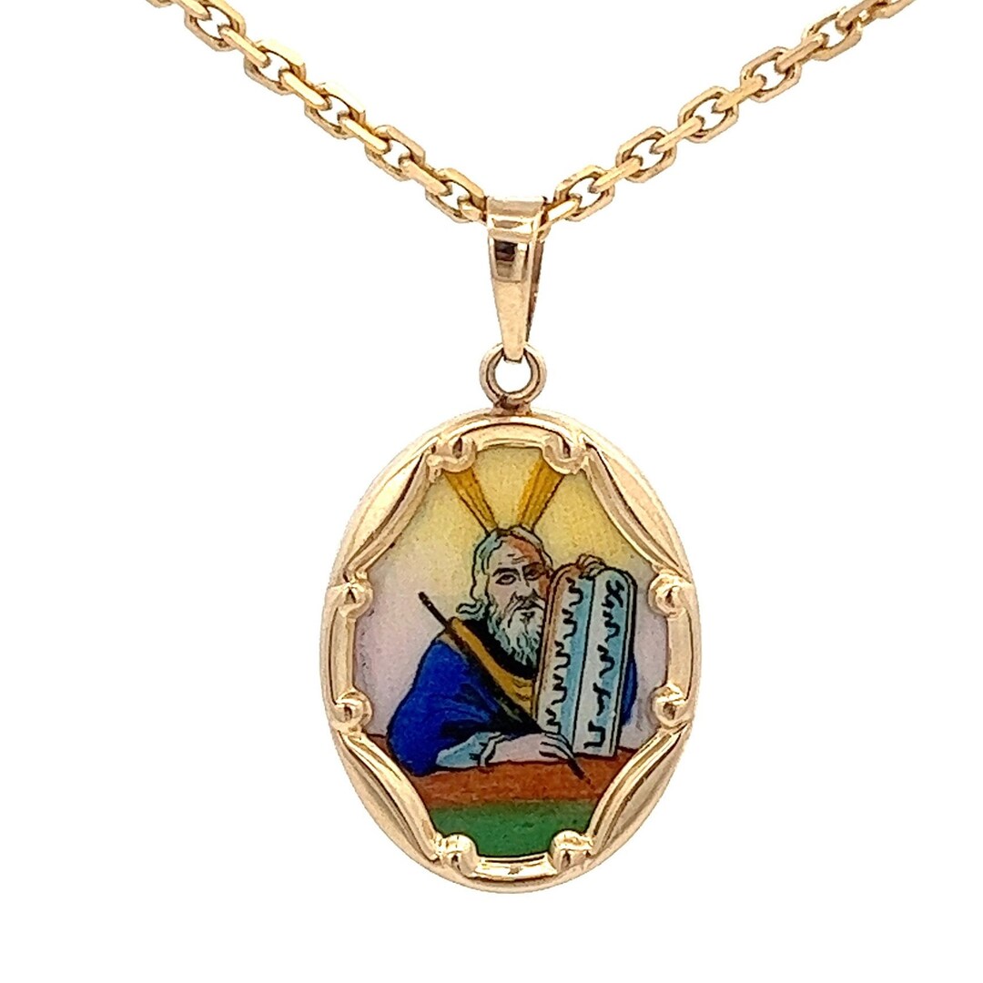 Vintage Moses and the Ten Commandments Small Pendant Charm 14k Yellow ...
