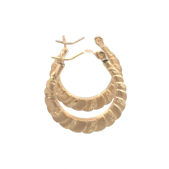Medium Fluted 10k Yellow Gold Shrimp Hoops Snap Clas… - Gem