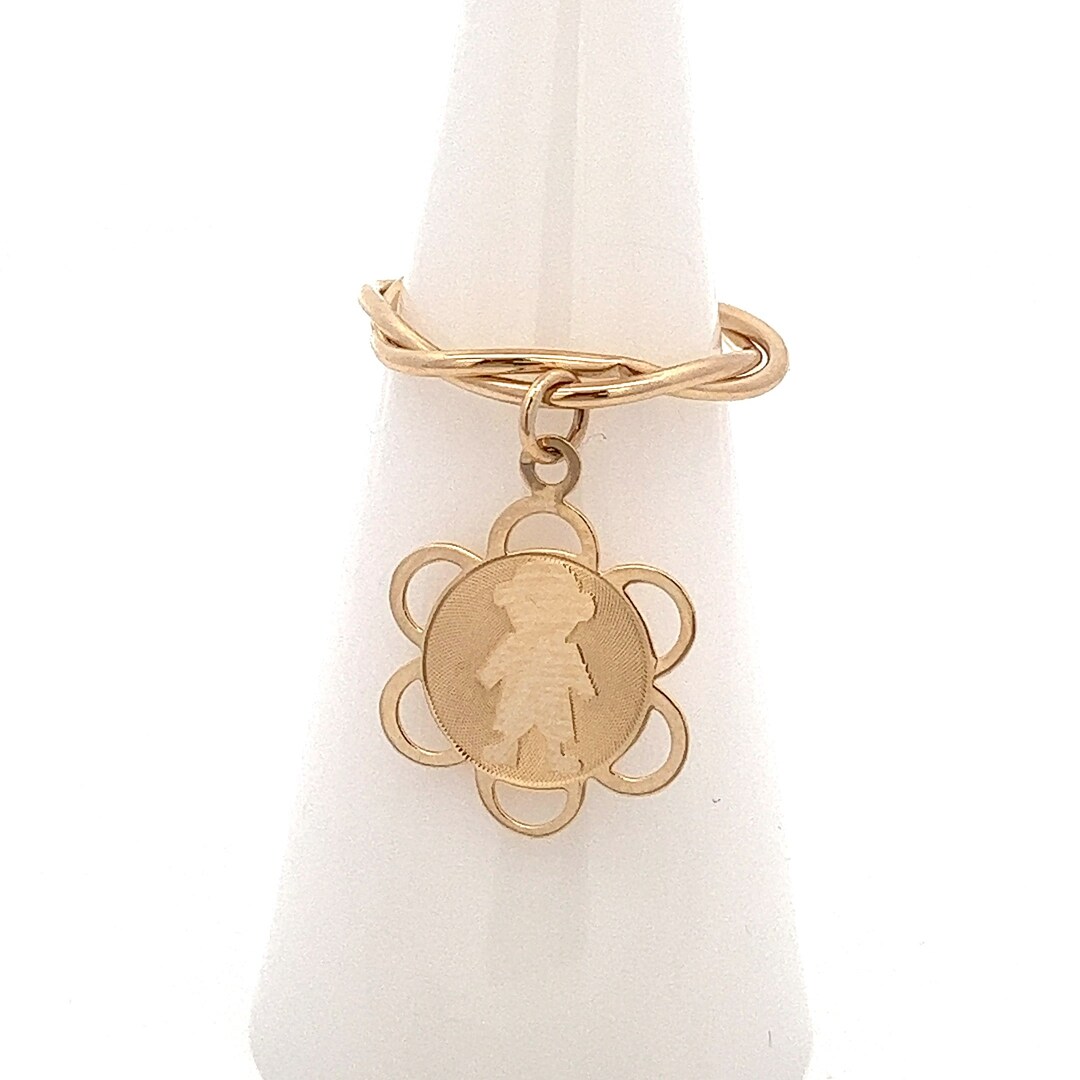 Gold Ring With Little Boy Dangle 14k Yellow Gold New Mom Mother Size 4 ...