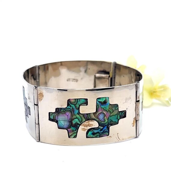 Vintage ALRACA Mexican Inlayed Abalone Shell Wide Pan… - Gem