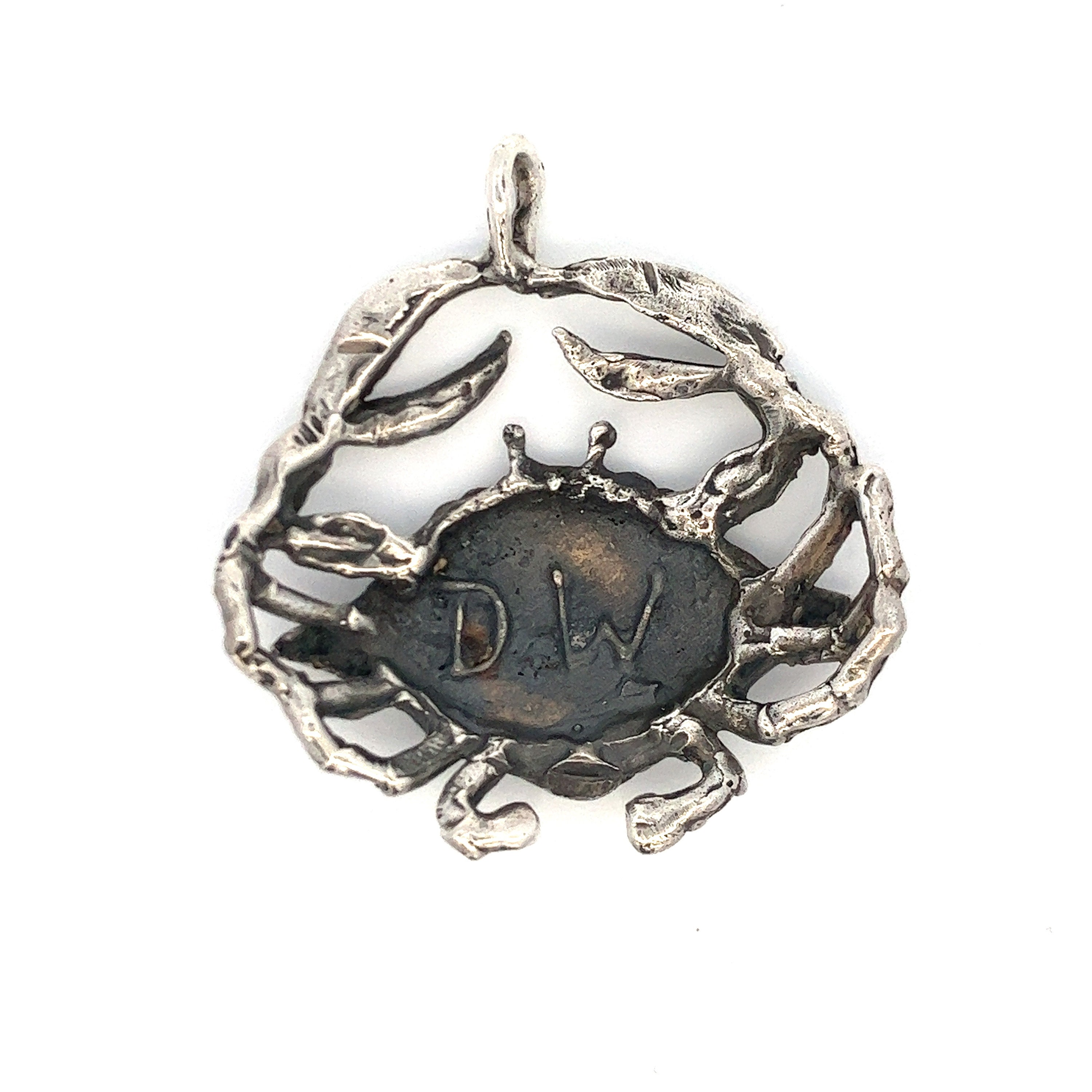 Extra Large Hand Crafted Sterling Silver Crab Pendant / Charm Sealife ...
