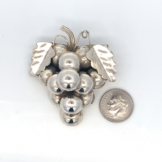 Large Grape Cluster Sterling Silver Handmade Pin Bro… - Gem