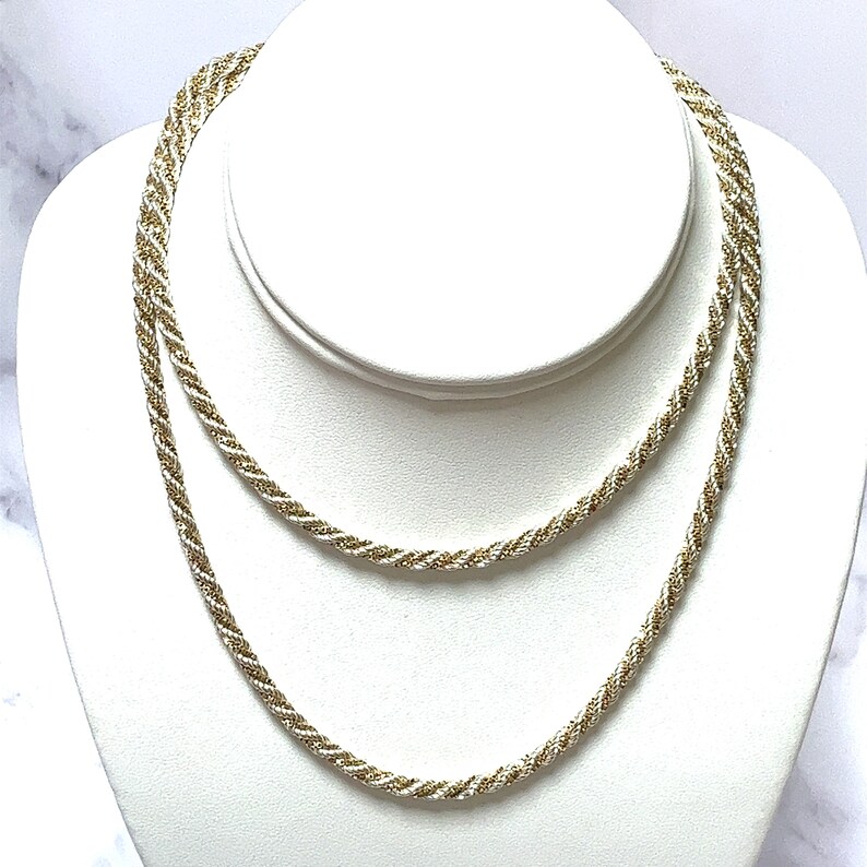 Two Toned Sterling Silver 30 Rope Chain With Twisted Box - Etsy