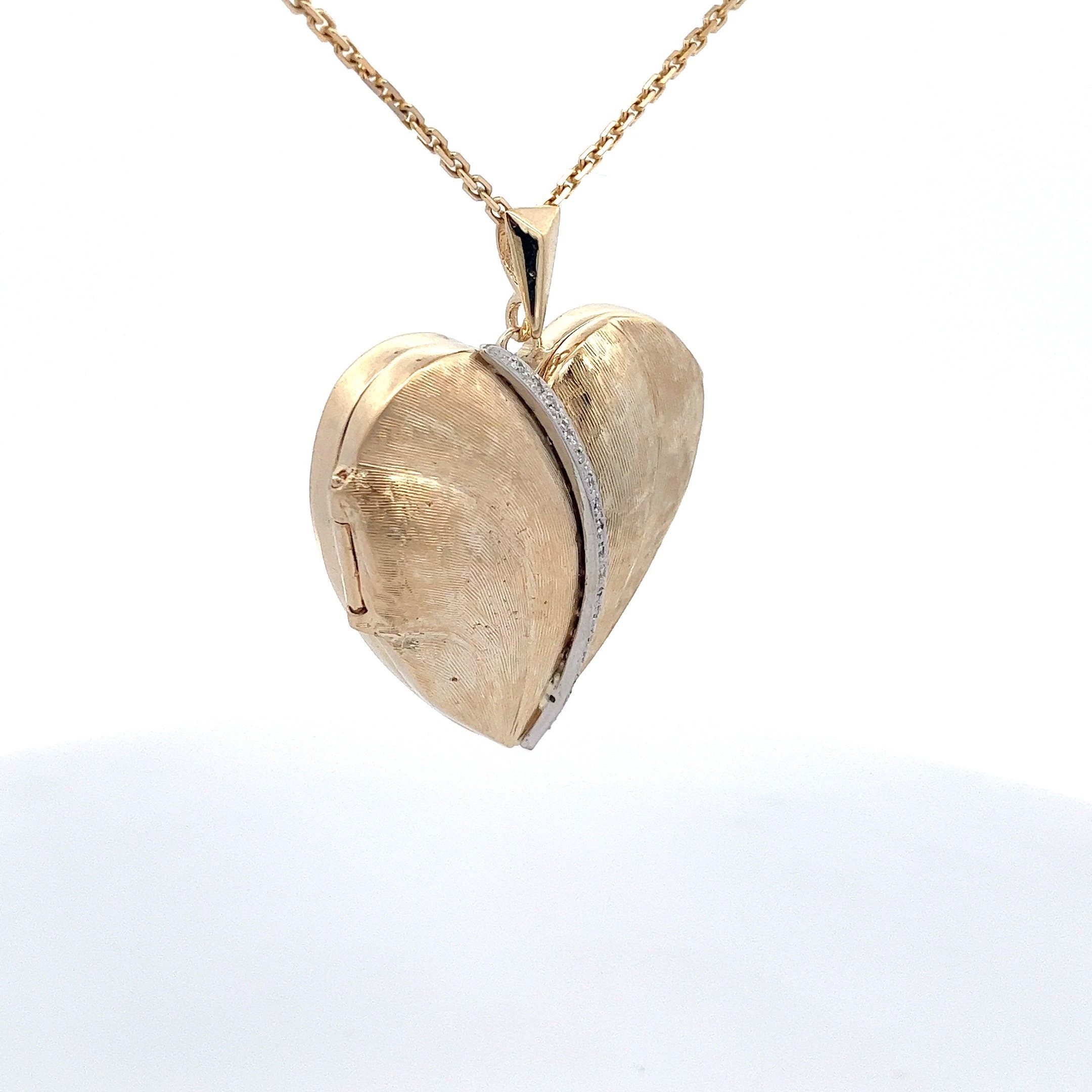 Large Heart Locket With Diamonds Solid 14k Yellow and White - Etsy
