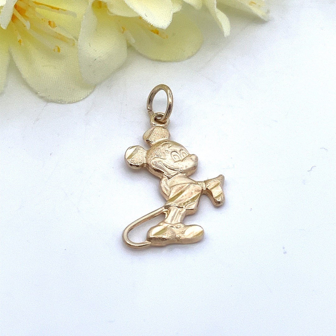 Vintage 14k Yellow Gold Disney Mickey Mouse Gold Pendant Charm ET2962 ...