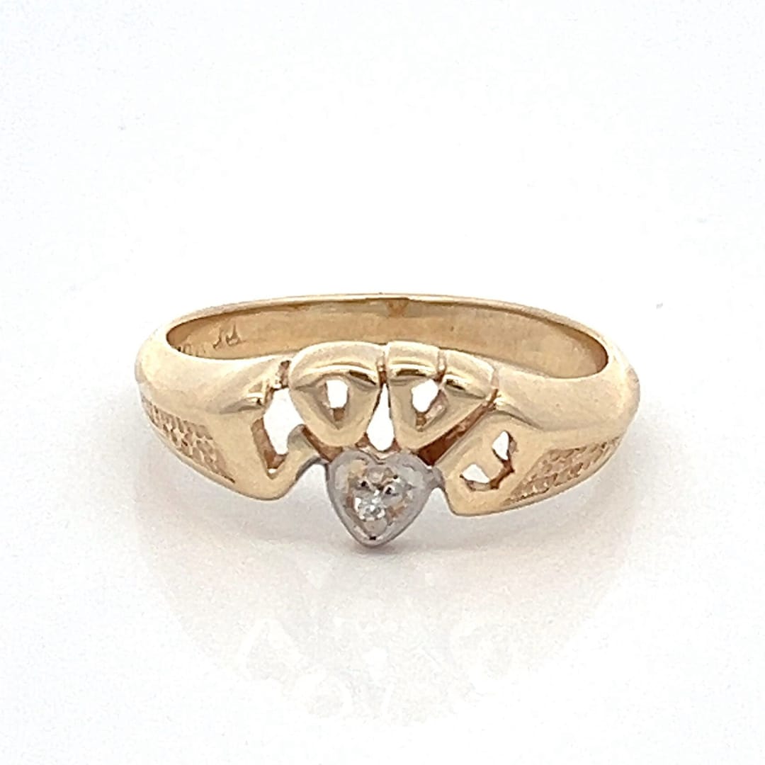 Diamond and 10k Yellow Gold Love Ring - Fashion or Promise Ring - Size ...