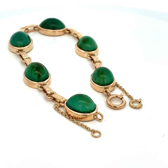 Rare Vintage Green Aventurine Quartz Gemstone Link Br… - Gem