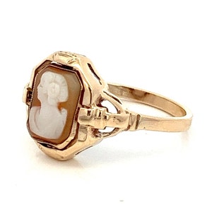 Antique Reversible Ring - Flip Ring - Carved Shell Cameo and Gray Glass ...
