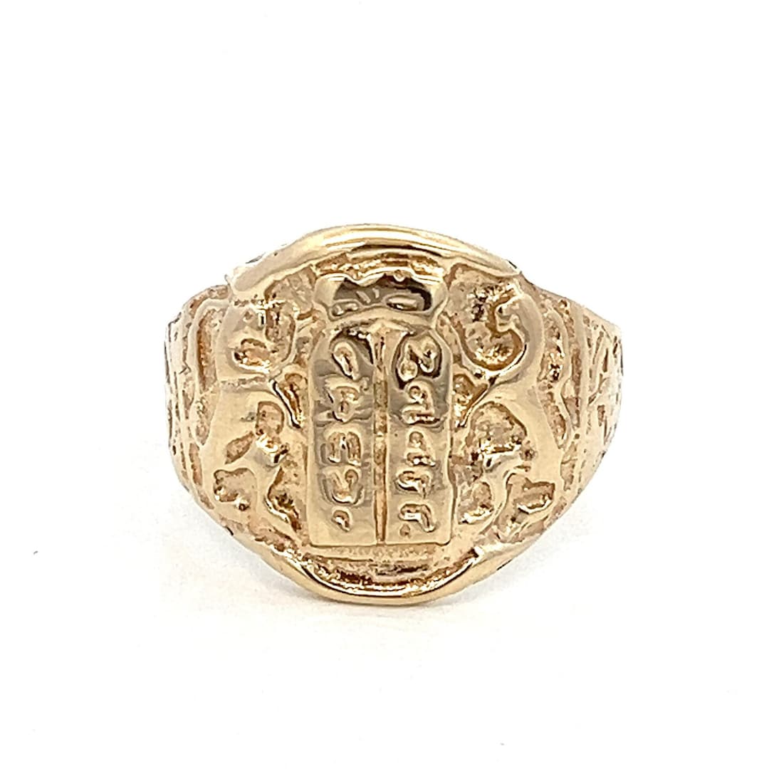 10 Commandments Ring, Lions of Judah 14k Yellow Gold Ring ~ Vintage ...