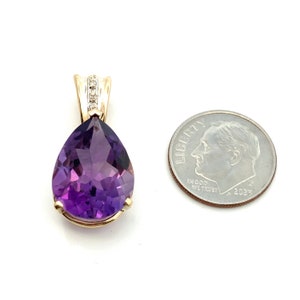 Pear Shaped Amethyst and Natural Diamonds 14k Yellow Gold Enhancer ...