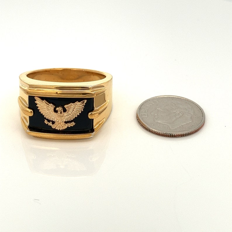 FM Franklin Mint 925 Sterling Silver 585 14k Eagle Onyx Ring - Etsy