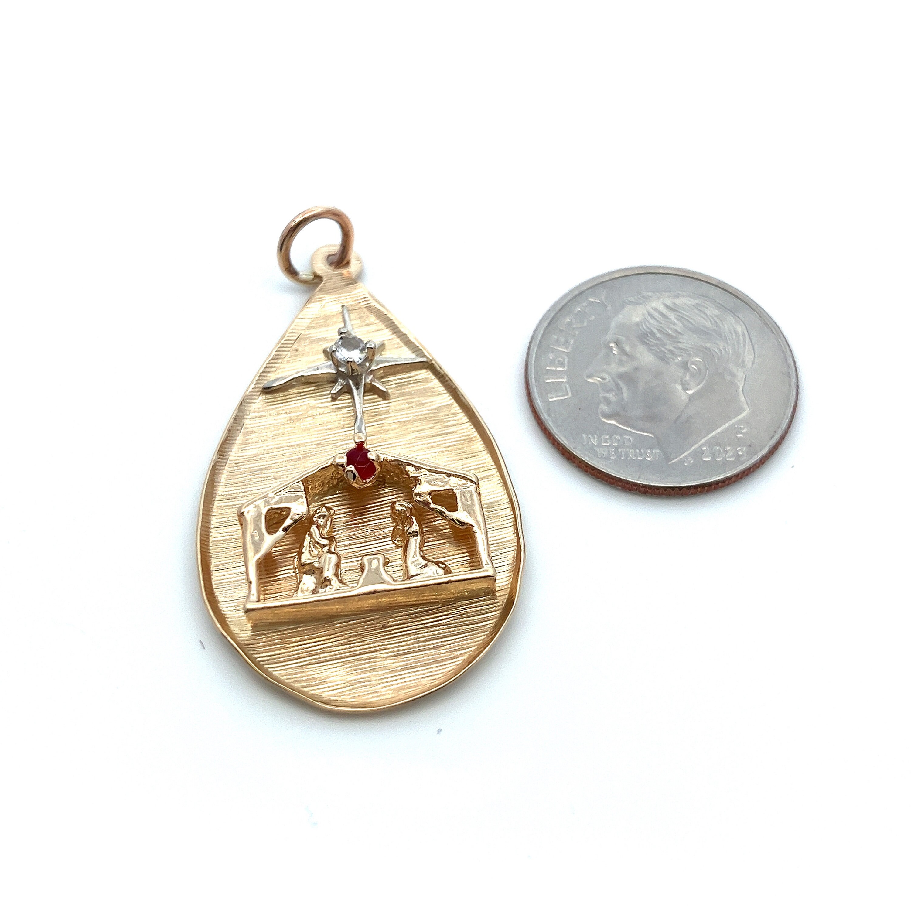 Nativity Scene 14k Yellow Gold Pendant Charm- Religious/christian ...