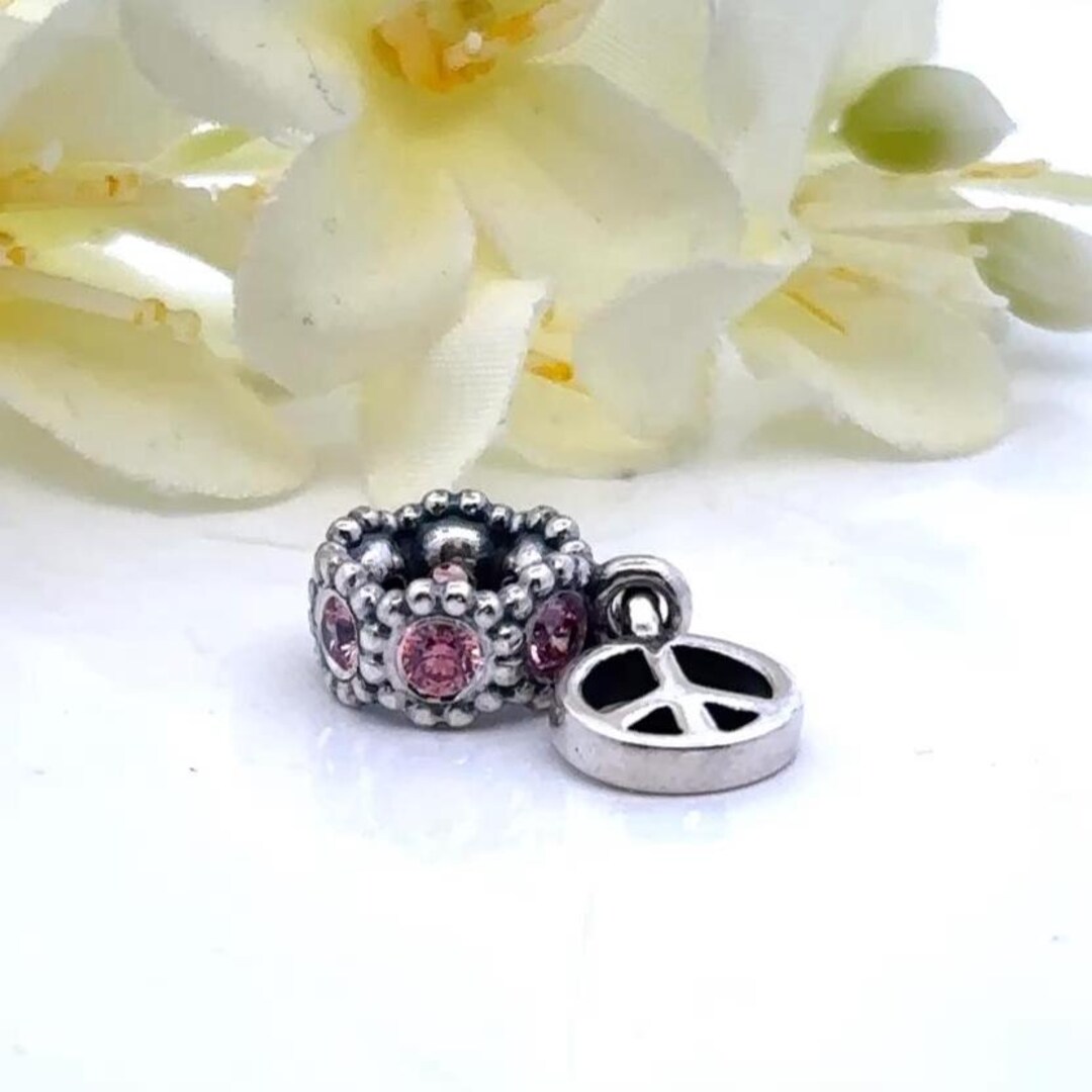 Authentic Pandora Sterling Pink CZ Peace Dangle Bead Charm ~ 925 ...