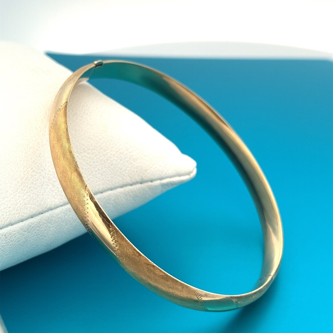 Vintage Thin 14K Solid Gold 6mm Hinged Bangle Bracelet - for Small ...