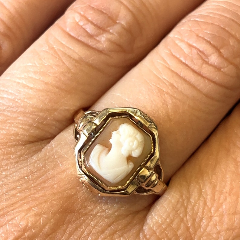 Antique Reversible Ring Flip Ring Carved Shell Cameo and - Etsy