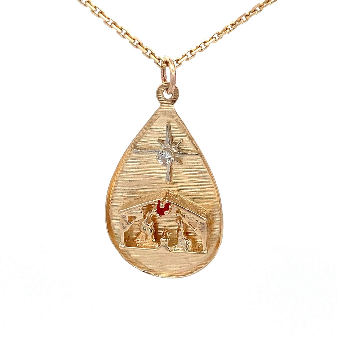 Nativity Scene 14k Yellow Gold Pendant Charm- Religious/christian ...