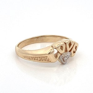 Diamond and 10k Yellow Gold Love Ring - Fashion or Promise Ring - Size ...