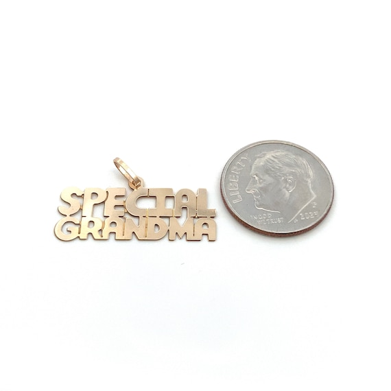 14k Gold "Special Grandma" Word /Message Pendant Char… - Gem