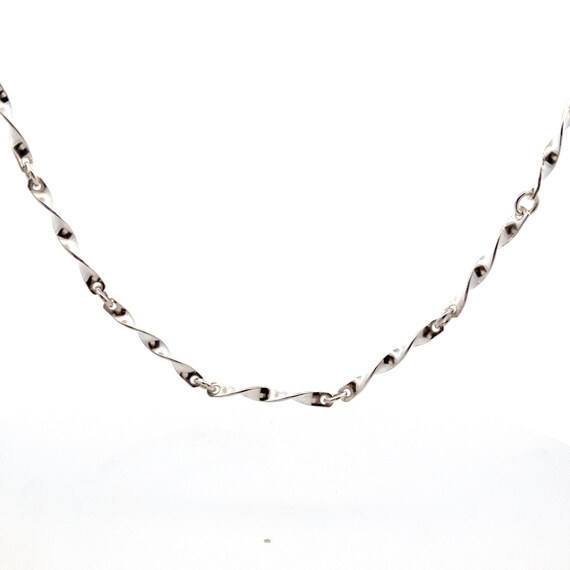 Handmade Twisted Bar Link Sterling Silver Chain - 24"… - Gem